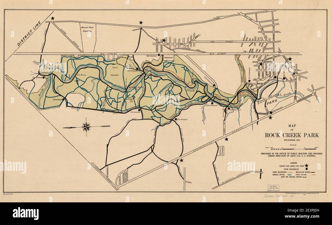 Map of Rock Creek Park - December 1921 - (Washington D.C Stock Photo ...
