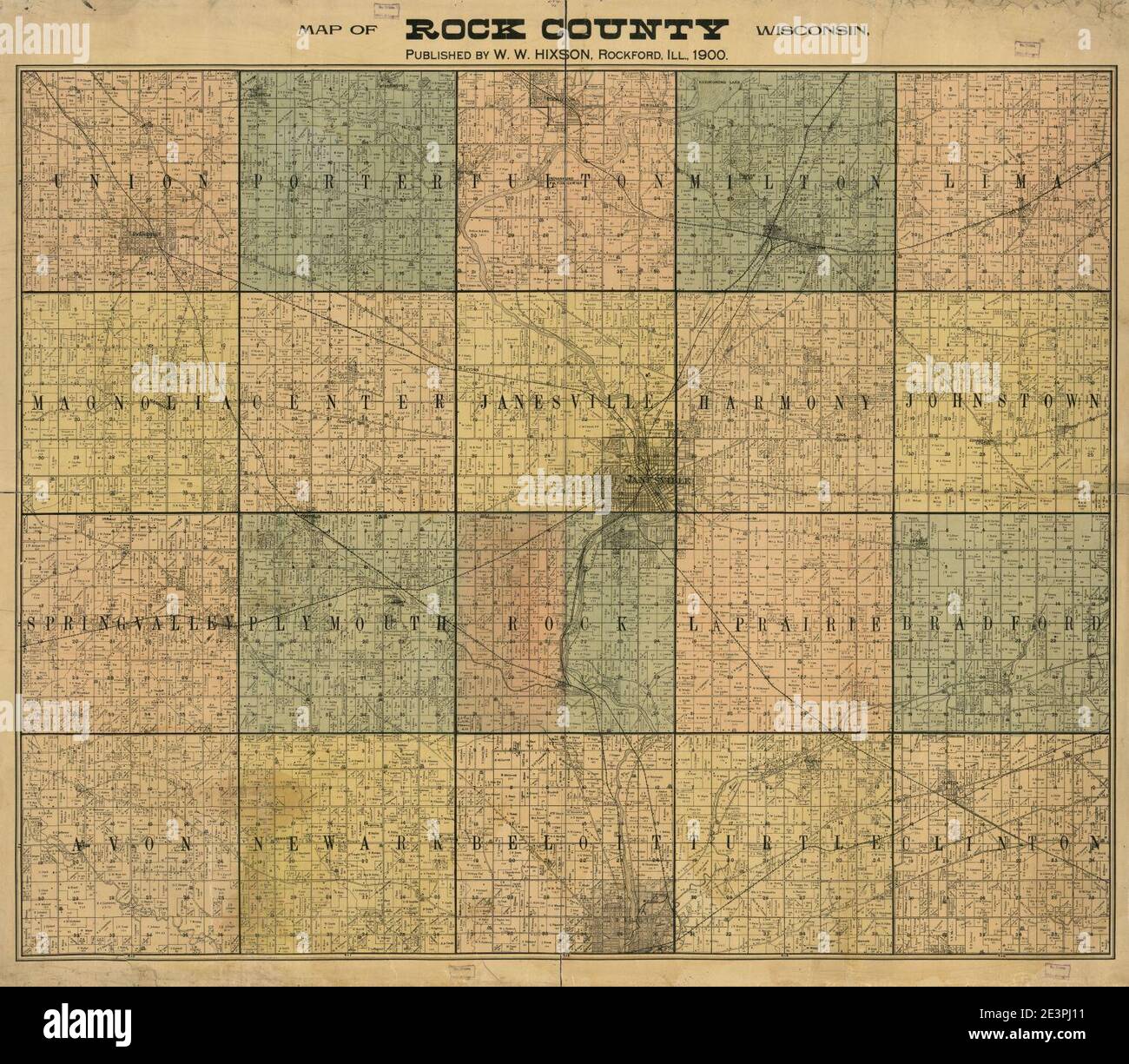 Map of Rock County, Wisconsin Stock Photo - Alamy