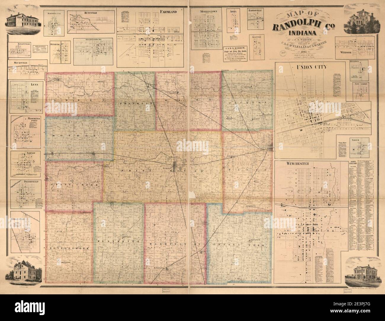 Map of Randolph Co., Indiana Stock Photo - Alamy