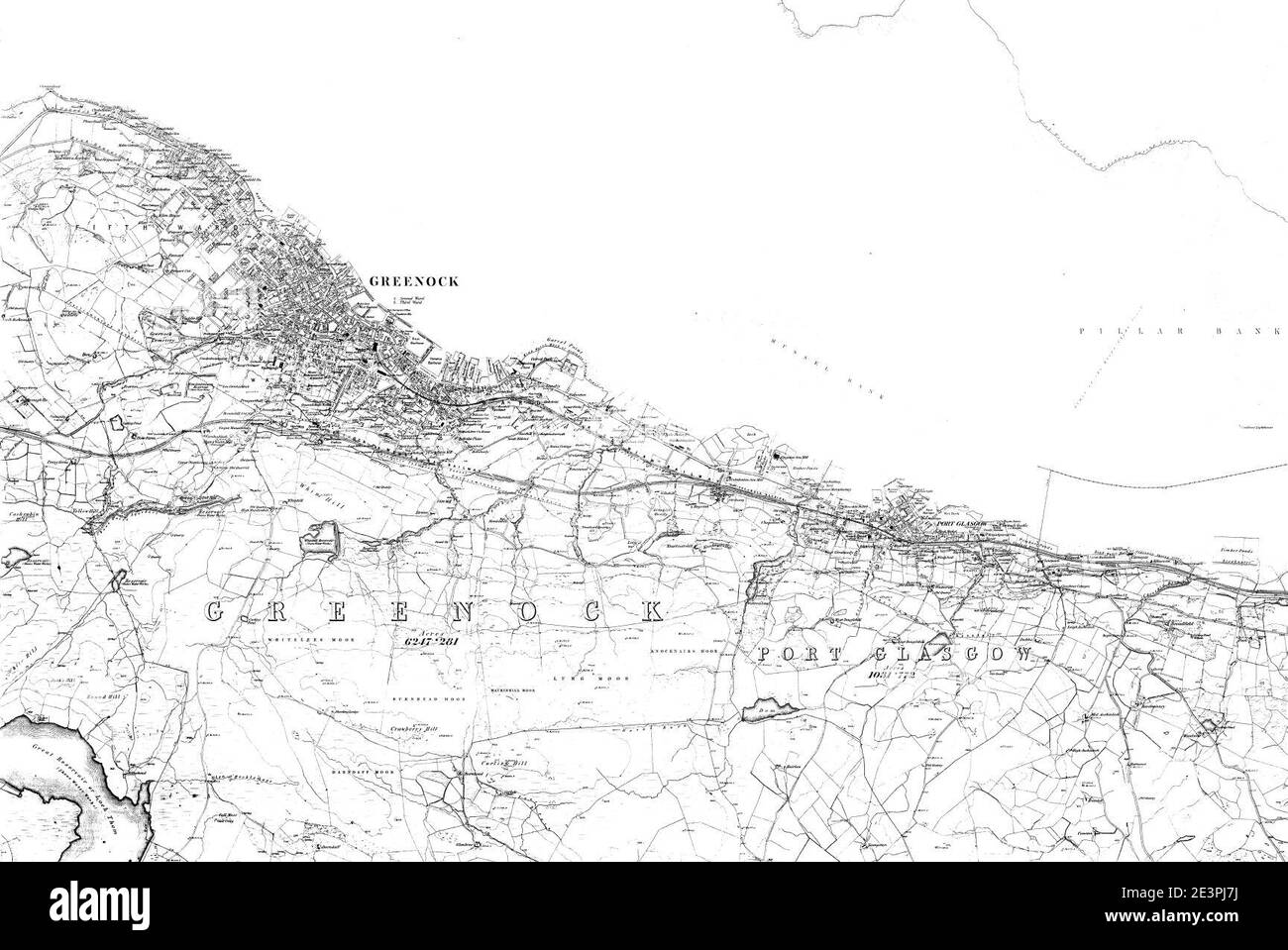 Map of Renfrewshire Sheet 002, Ordnance Survey, 1863-1864 Stock Photo ...