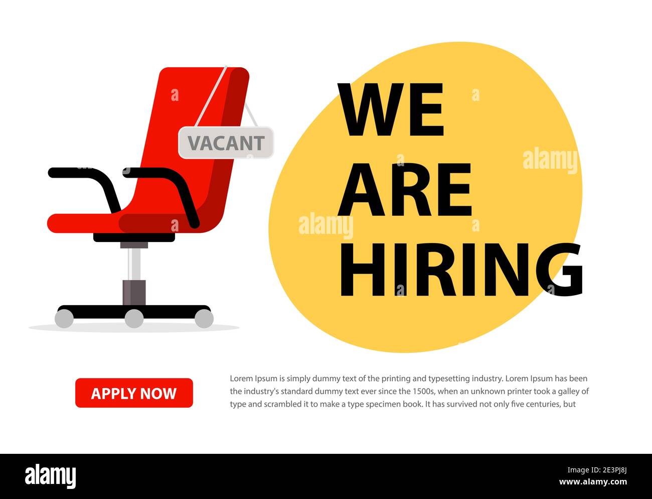 We hire ad vector concept. Hiring job chair recruit office vacancy ceo banner design Stock ...