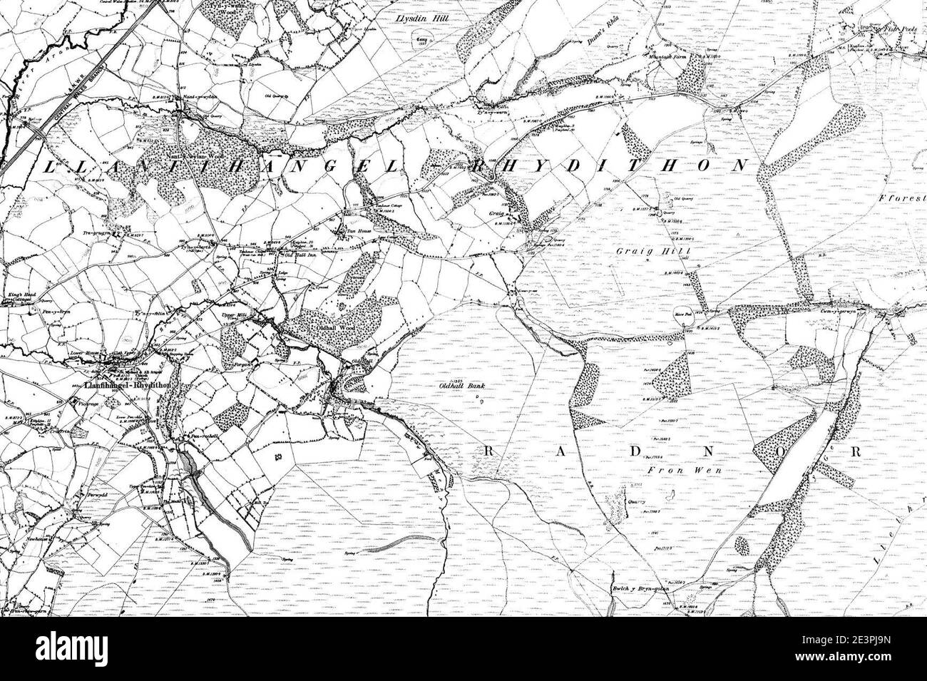 Map of Radnorshire OS Map name 017-SW, Ordnance Survey, 1888-1891 Stock ...