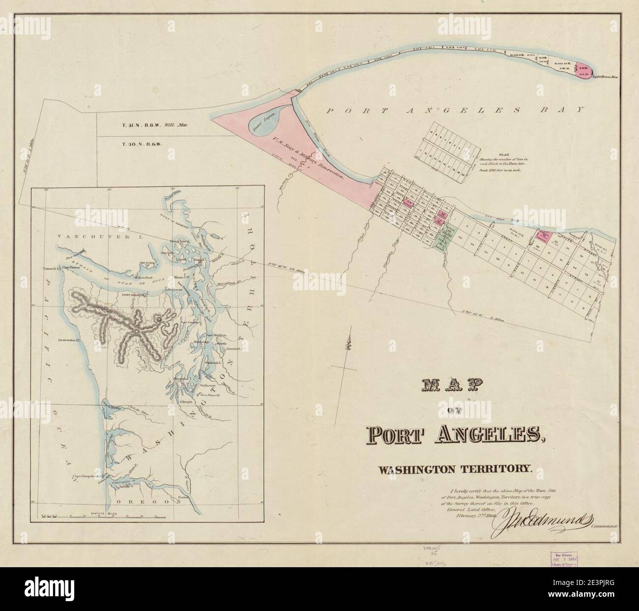 Map of Port Angeles, Washington territory Stock Photo - Alamy