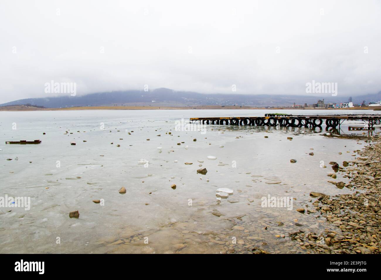 Frozen lake background, ice and frozen water in Tbilisi, Georgia ...