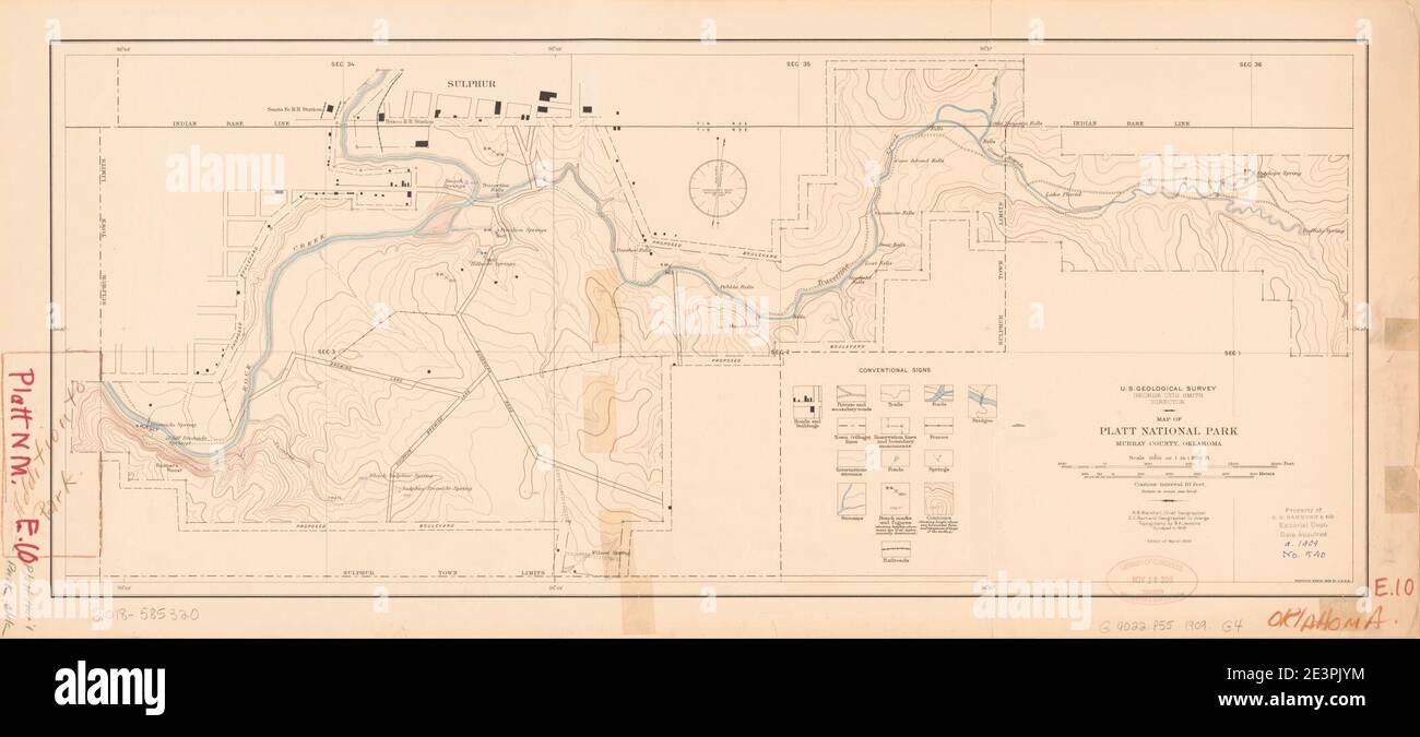 Map of Platt National Park, Murray County, Oklahoma Stock Photo - Alamy