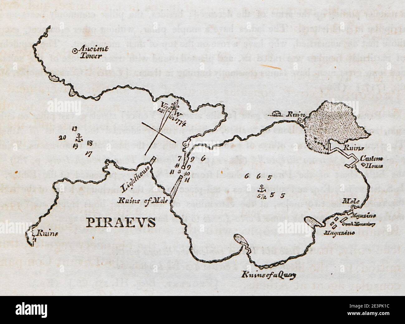 Map of Piraeus and its ports - Tweddell Robert - 1817 Stock Photo - Alamy