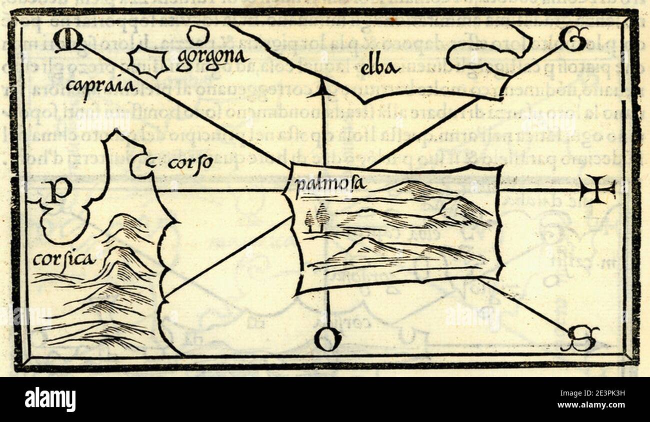 Map of Pianosa - Bordone Benedetto - 1547 Stock Photo - Alamy