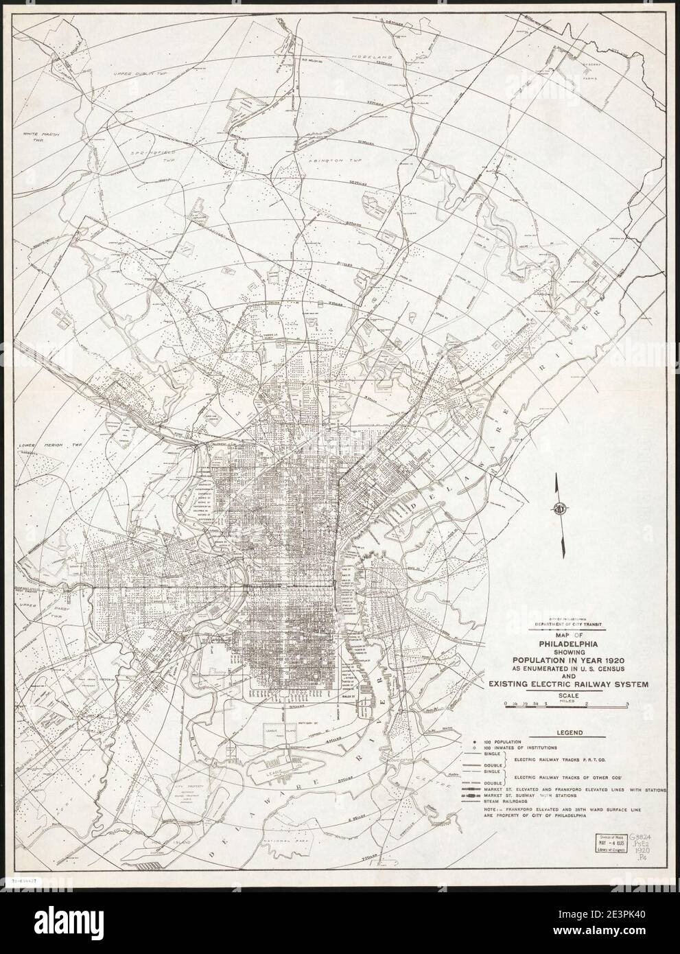 Map of Philadelphia showing population in year 1920, as enumerated in U ...