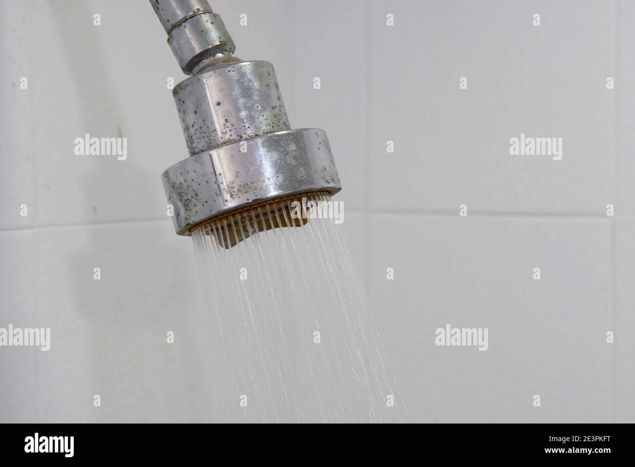 Rain shower, domestic shower falling water with white background Stock ...