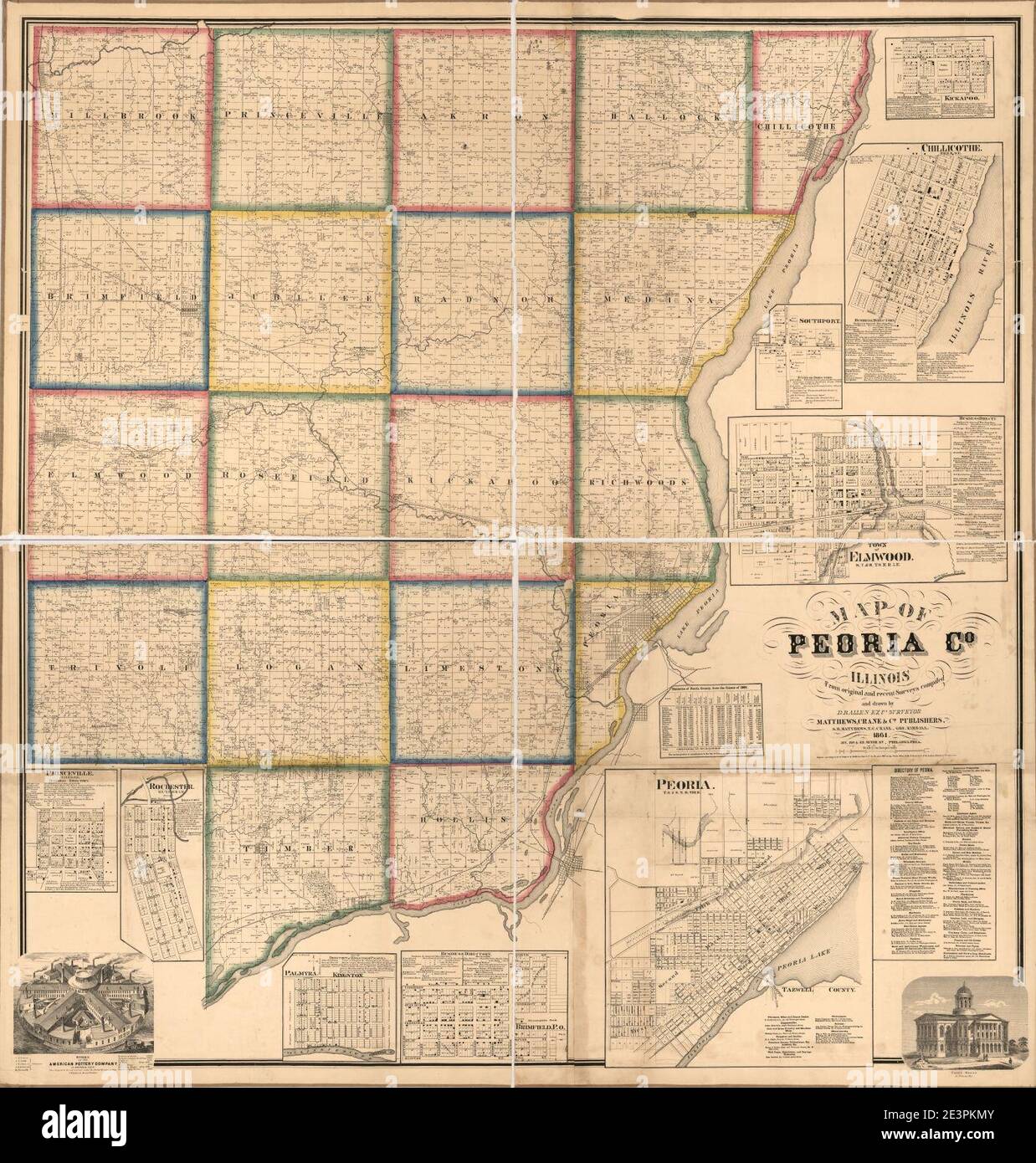 Map of Peoria Co., Illinois Stock Photo - Alamy