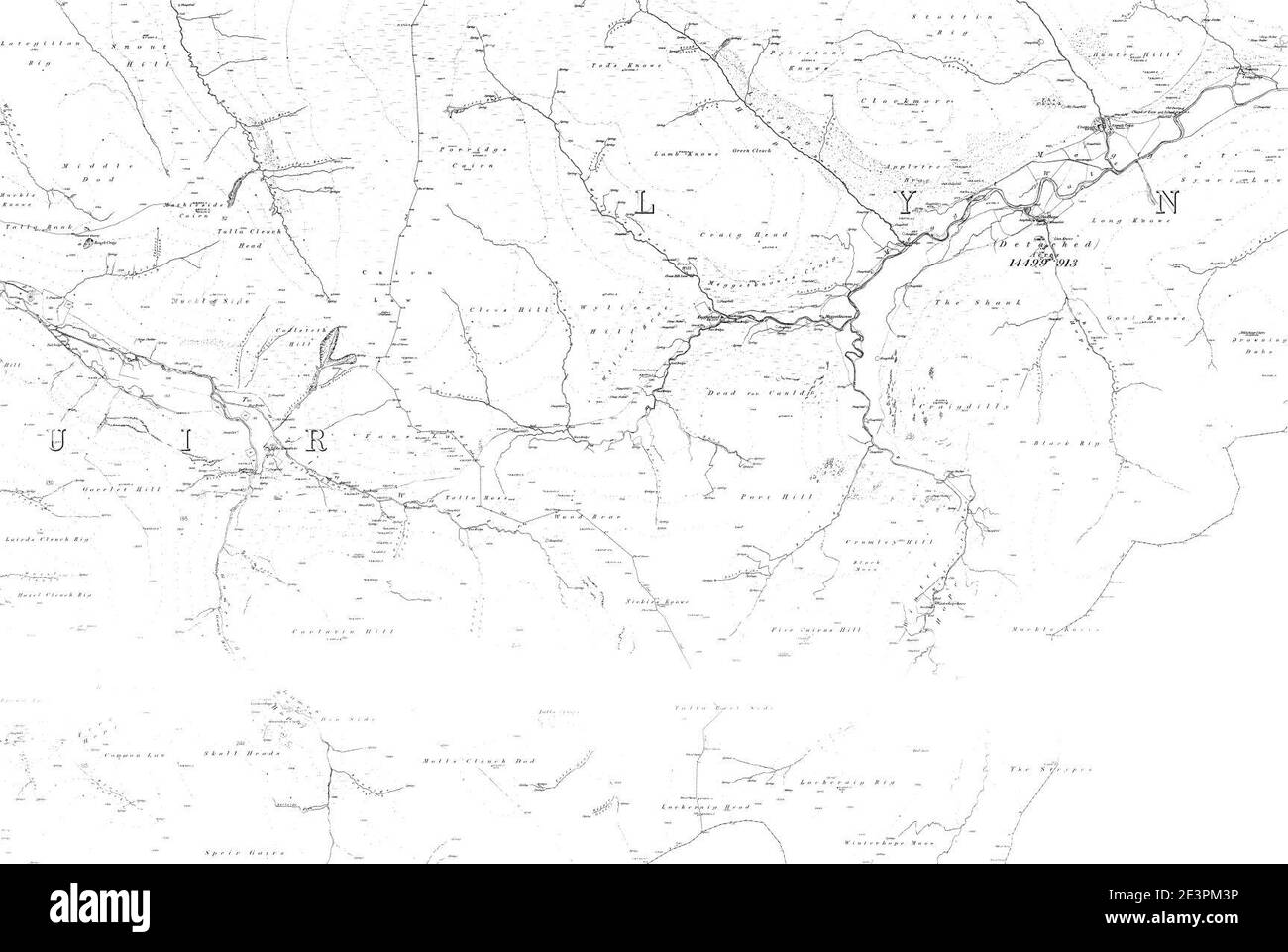 Map of Peebleshire Sheet 024, Ordnance Survey, 1858-1864 Stock Photo ...