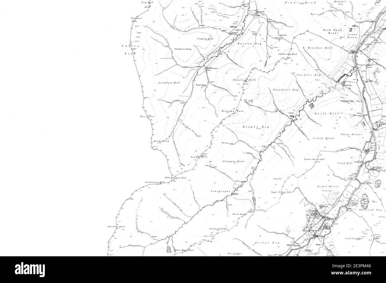 Map of Peebleshire Sheet 019, Ordnance Survey, 1858-1864 Stock Photo ...