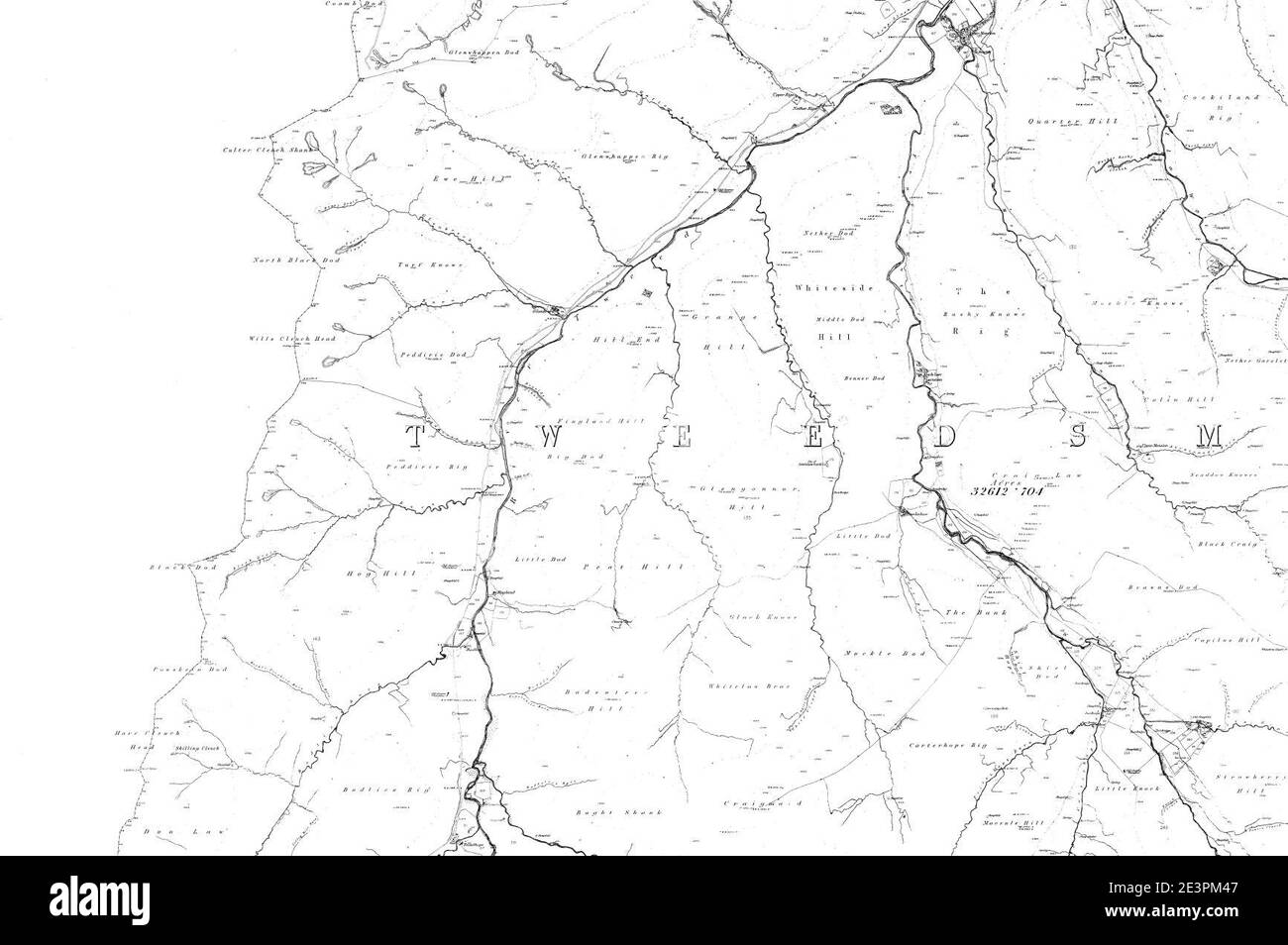 Map of Peebleshire Sheet 023, Ordnance Survey, 1858-1864 Stock Photo ...