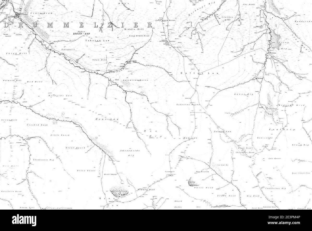 Map of Peebleshire Sheet 020, Ordnance Survey, 1858-1864 Stock Photo ...