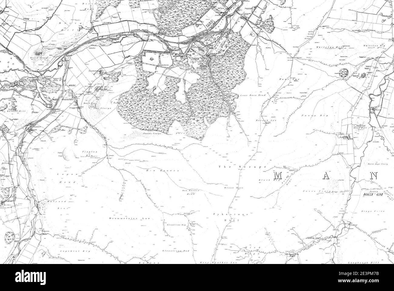 Map of Peebleshire Sheet 016, Ordnance Survey, 1858-1864 Stock Photo ...
