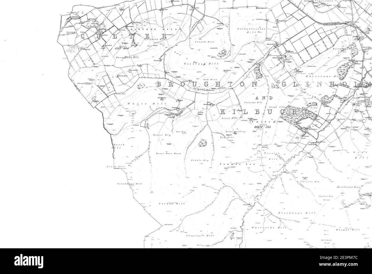 Map of Peebleshire Sheet 015, Ordnance Survey, 1858-1864 Stock Photo ...