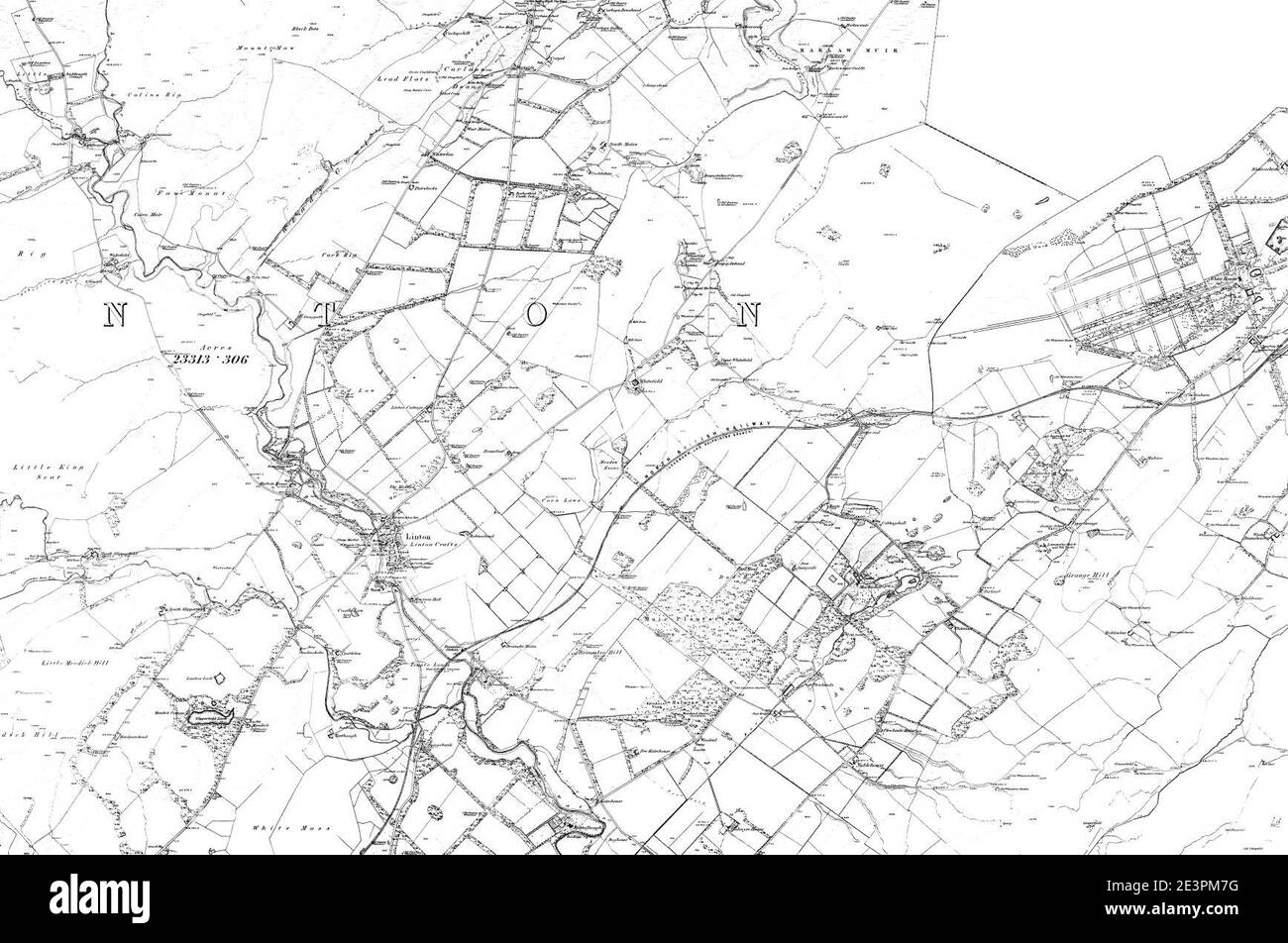 Map of Peebleshire Sheet 005, Ordnance Survey, 1858-1864 Stock Photo ...