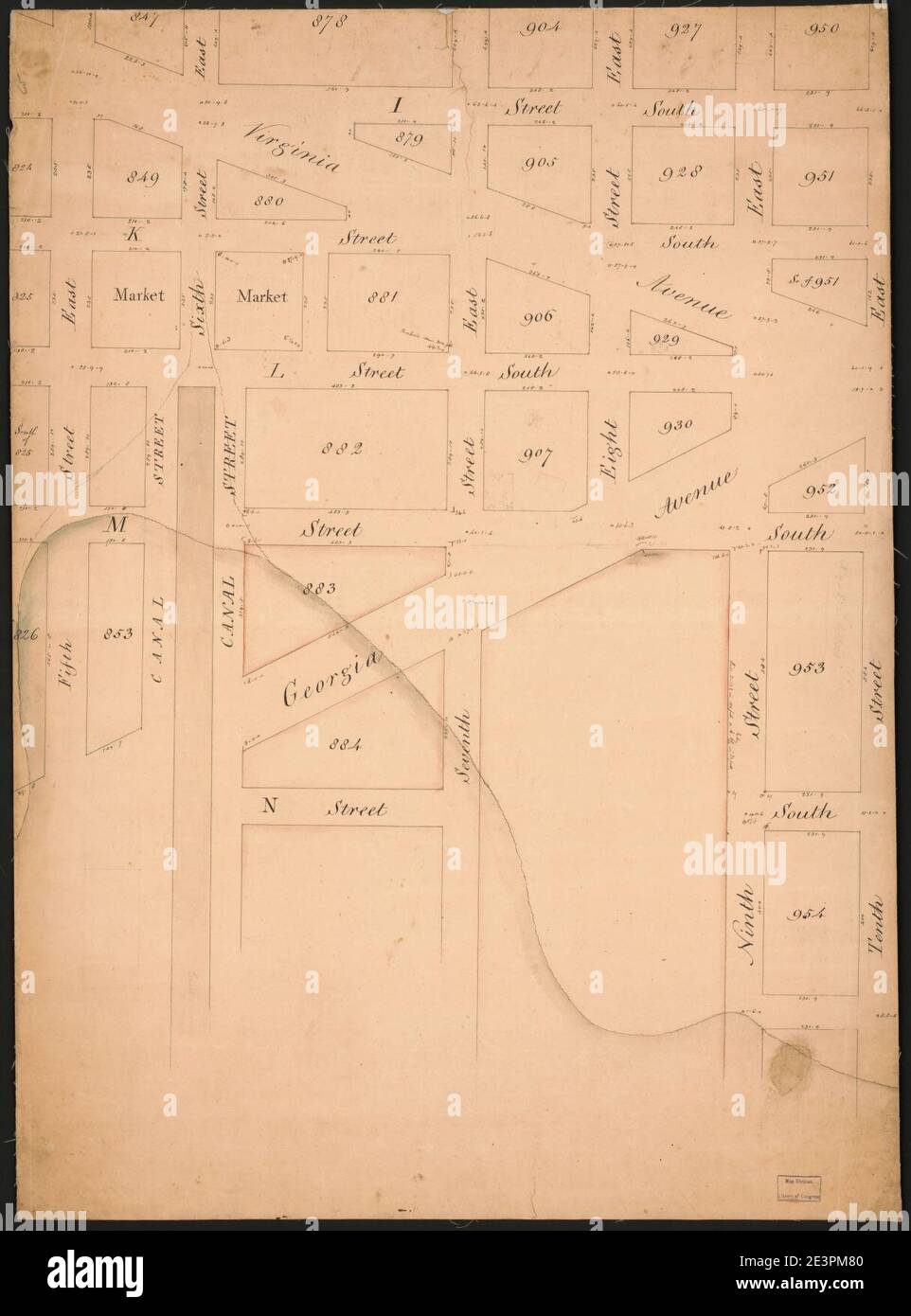 Map of part of S.E. Washington D.C. now occupied by the Navy Yard and ...