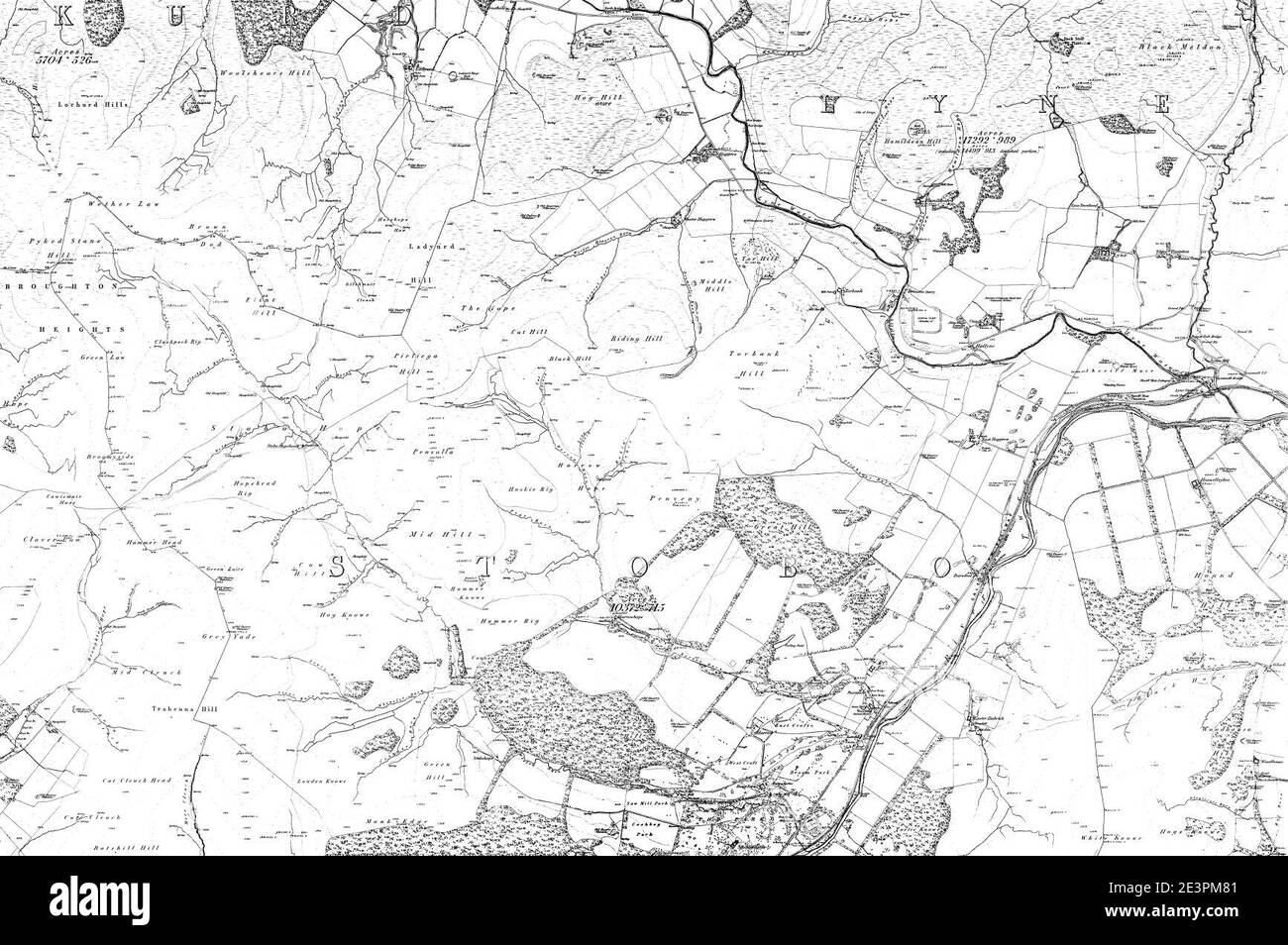 Map of Peebleshire Sheet 012, Ordnance Survey, 1858-1864 Stock Photo ...