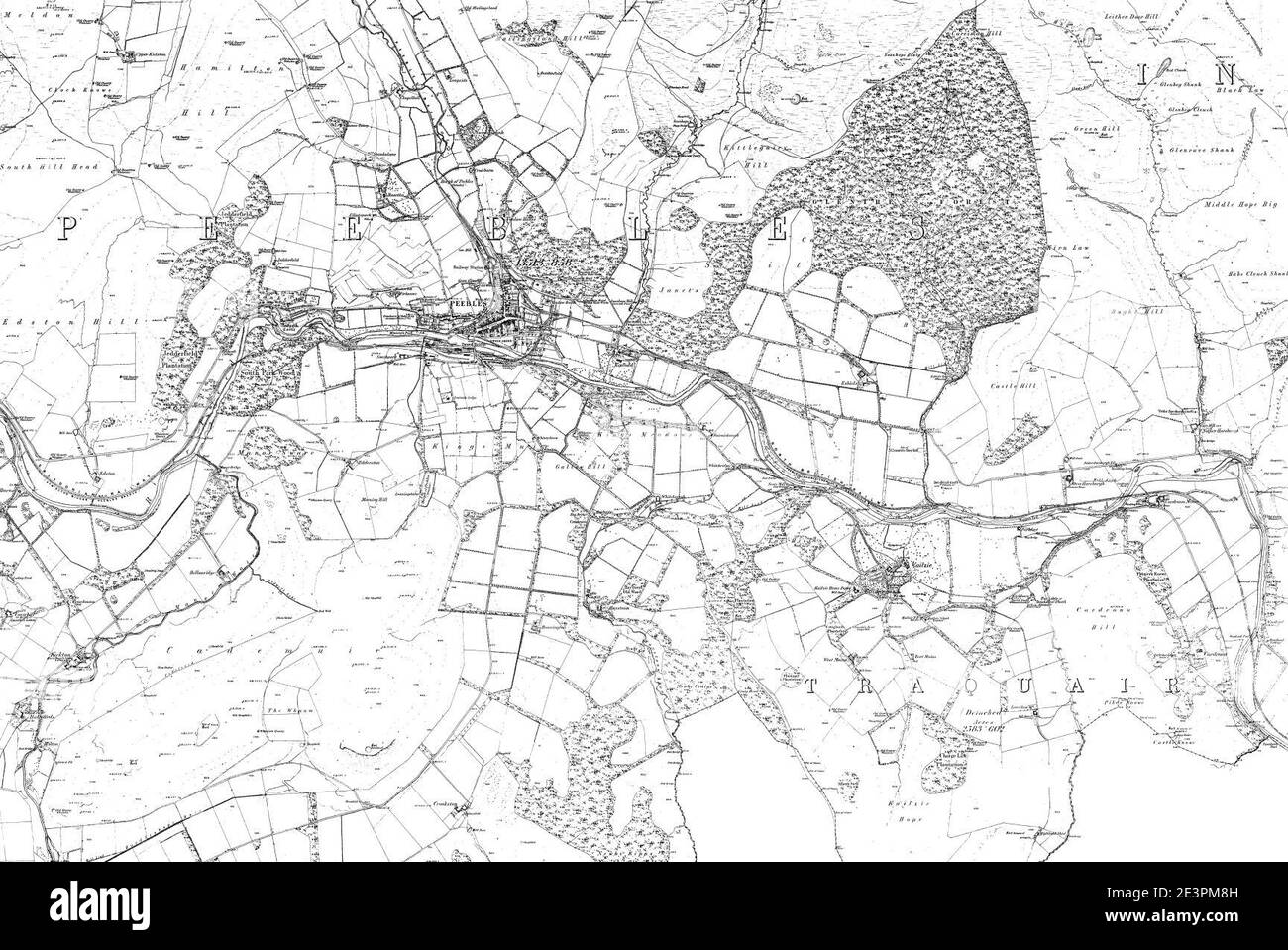 Map of Peebleshire Sheet 013, Ordnance Survey, 1858-1864 Stock Photo ...