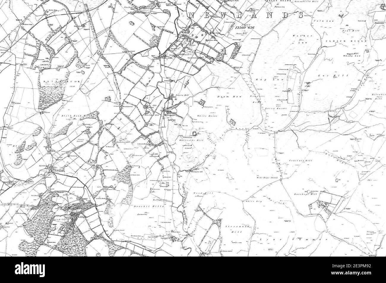 Map of Peebleshire Sheet 008, Ordnance Survey, 1858-1864 Stock Photo ...