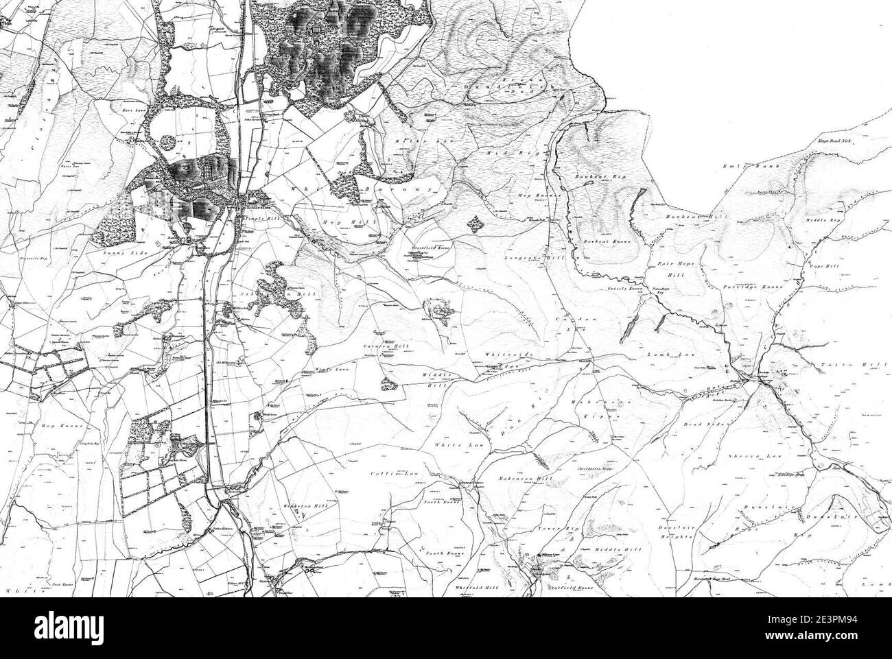 Map of Peebleshire Sheet 009, Ordnance Survey, 1858-1864 Stock Photo ...