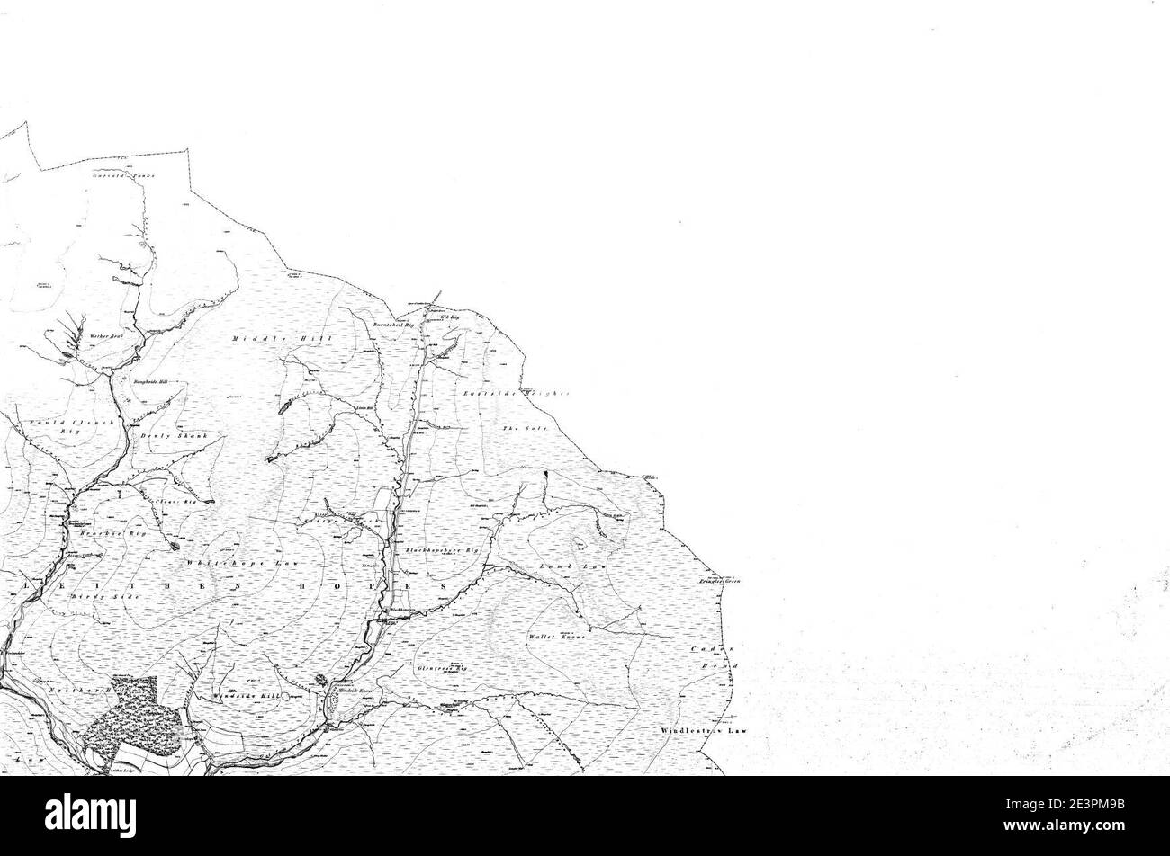 Map of Peebleshire Sheet 010, Ordnance Survey, 1858-1864 Stock Photo ...