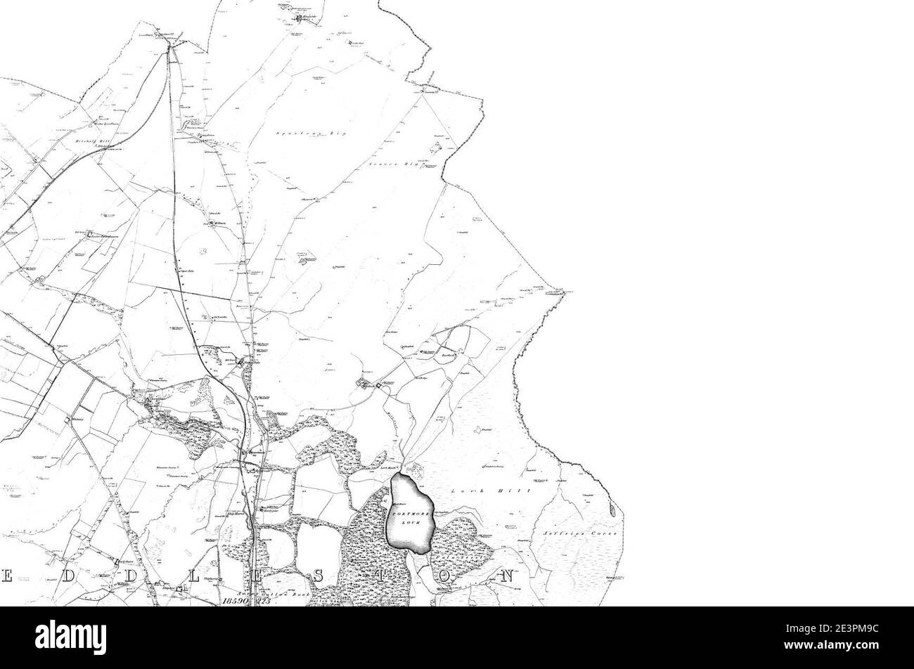 Map of Peebleshire Sheet 006, Ordnance Survey, 1858-1864 Stock Photo ...
