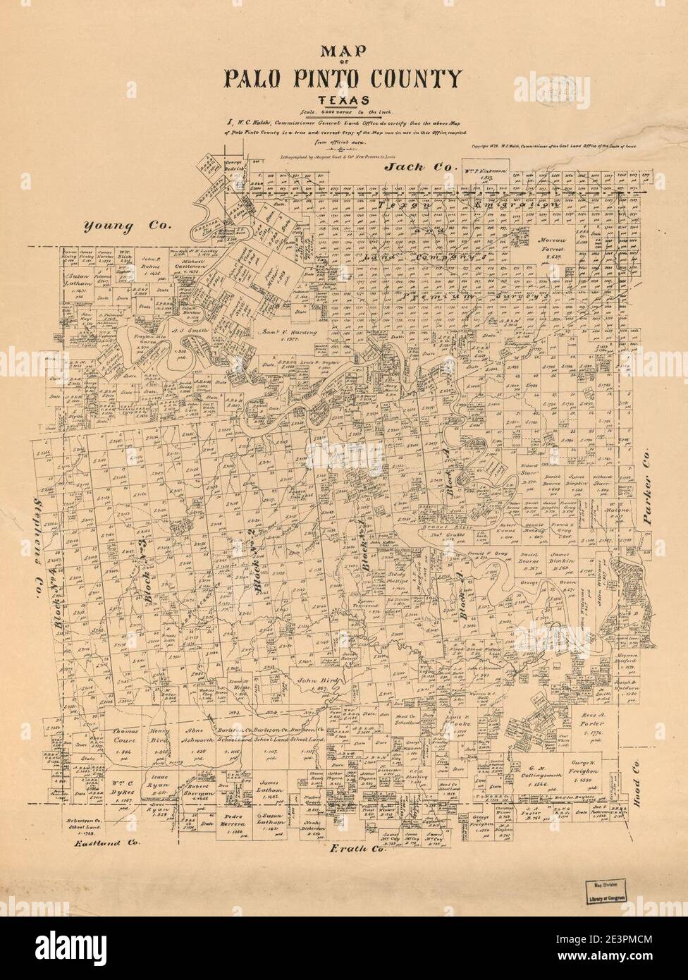 Map of Palo Pinto County, Texas Stock Photo - Alamy