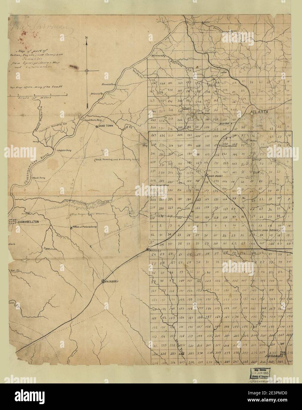 Map of part of Fulton, Fayette, and Campbell counties, from surveys ...