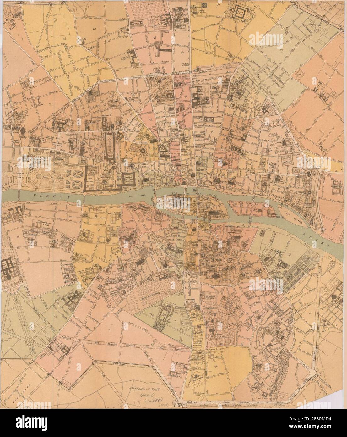 Map of Paris, ca. 1855 - Stanford Libraries Stock Photo - Alamy