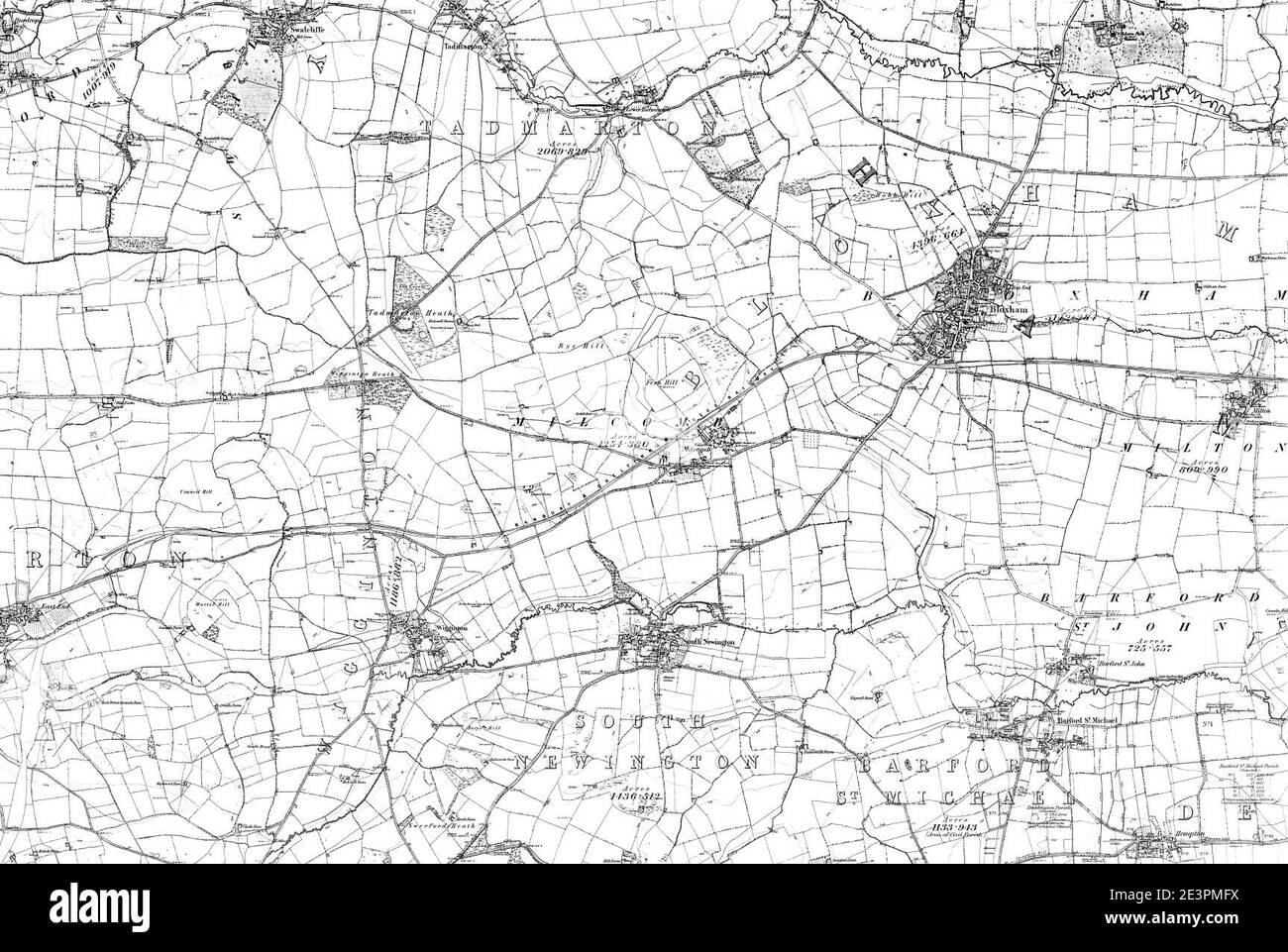Map of Oxfordshire Sheet 009, Ordnance Survey, 1882-1887 Stock Photo ...