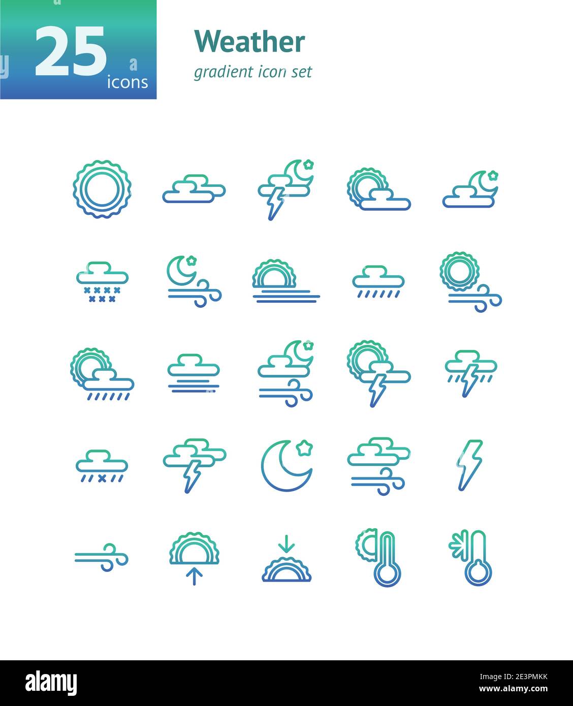 Weather gradient icon set. Vector and Illustration Stock Vector Image ...
