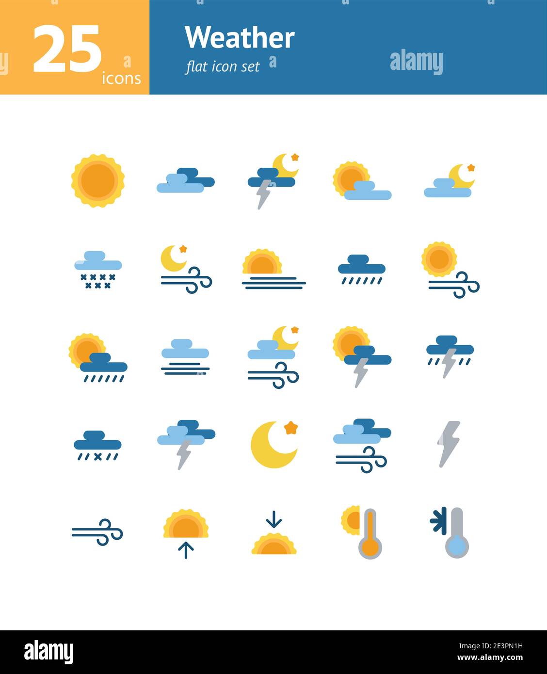 Weather flat icon set. Vector and Illustration Stock Vector Image & Art ...
