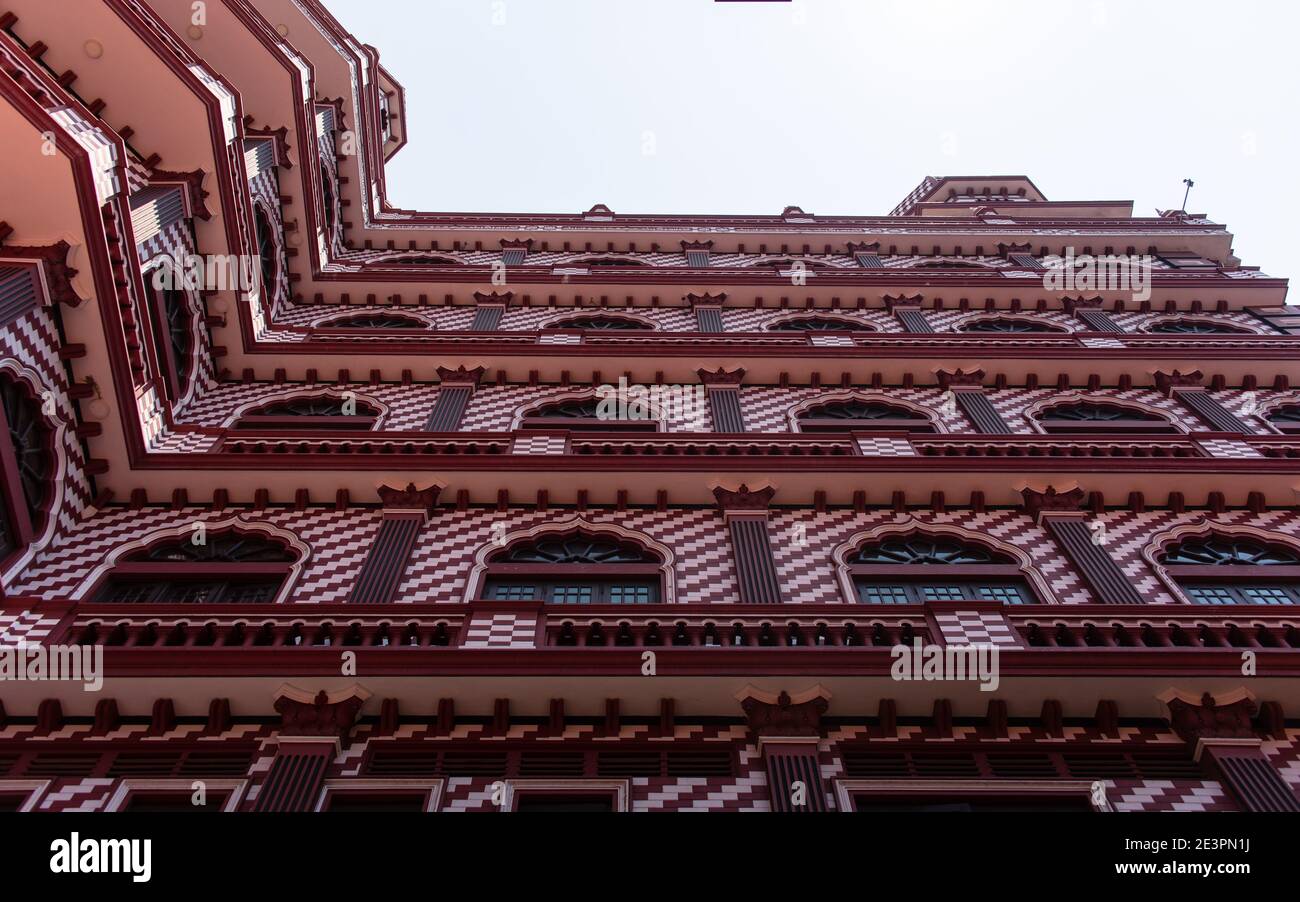 Red Masjid Mosque decorative brickwork of Jami ul Alfar Mosque minarets ...