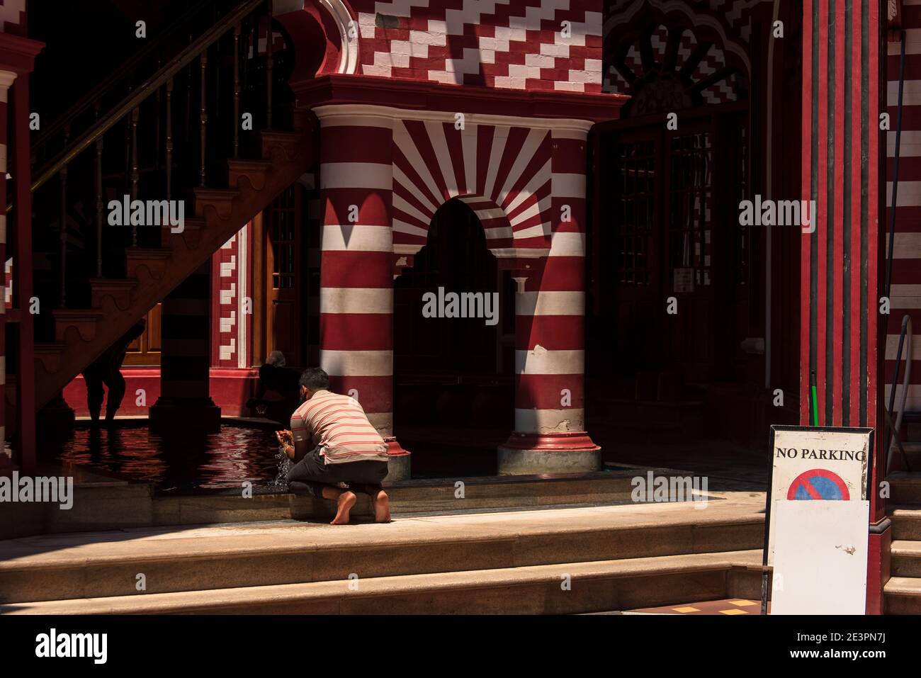 Red Masjid Mosque decorative brickwork of Jami ul Alfar Mosque minarets ...