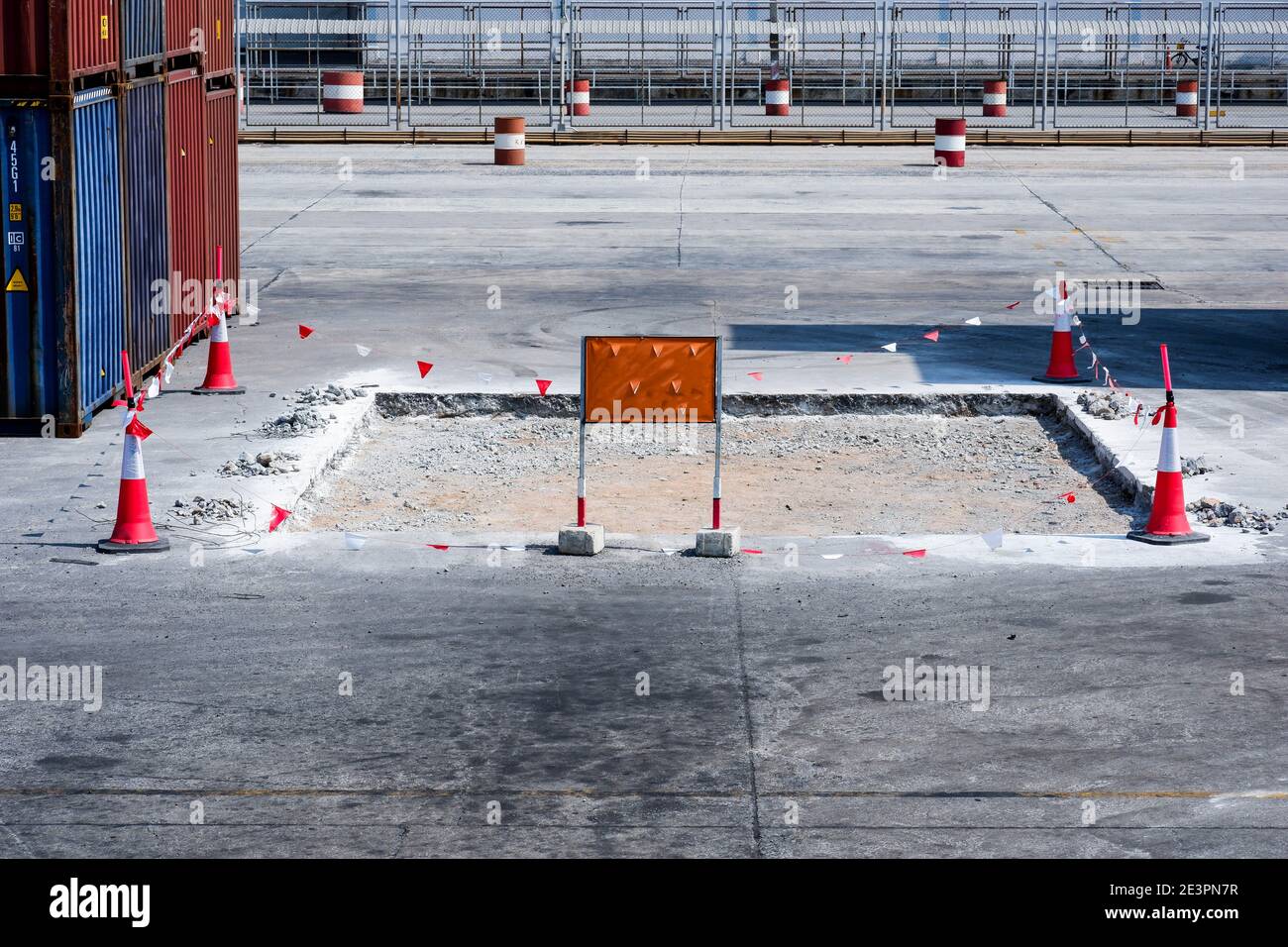 Drilling area on the road floor Stock Photo - Alamy