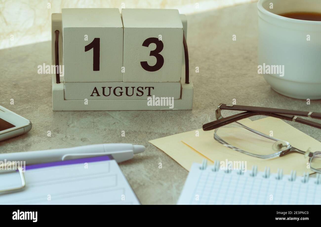August 13 Date On The Calendar International Lefthanders Day Handmade Wood Cube With Date 