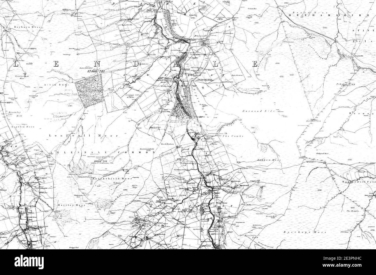Map of Northumberland Sheet 107, Ordnance Survey, 1864-1867 Stock Photo ...