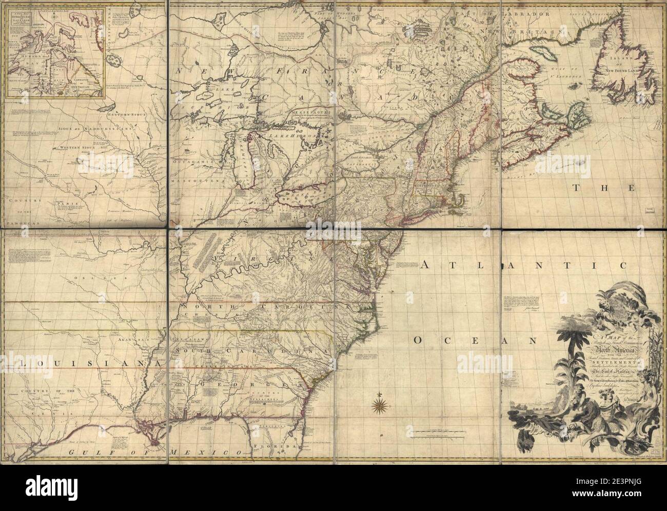 Map of North America from 1755 - mitchell Stock Photo - Alamy