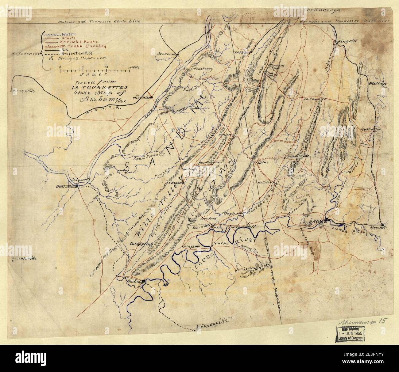 Map of northeastern Alabama and northwestern Georgia showing movement ...