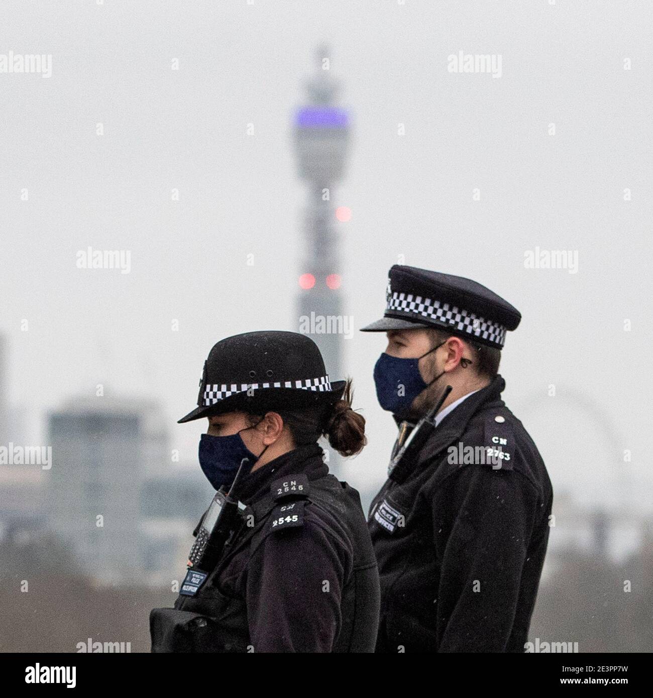 Police patrol the park in Central London on the 20th of January 2021 ...