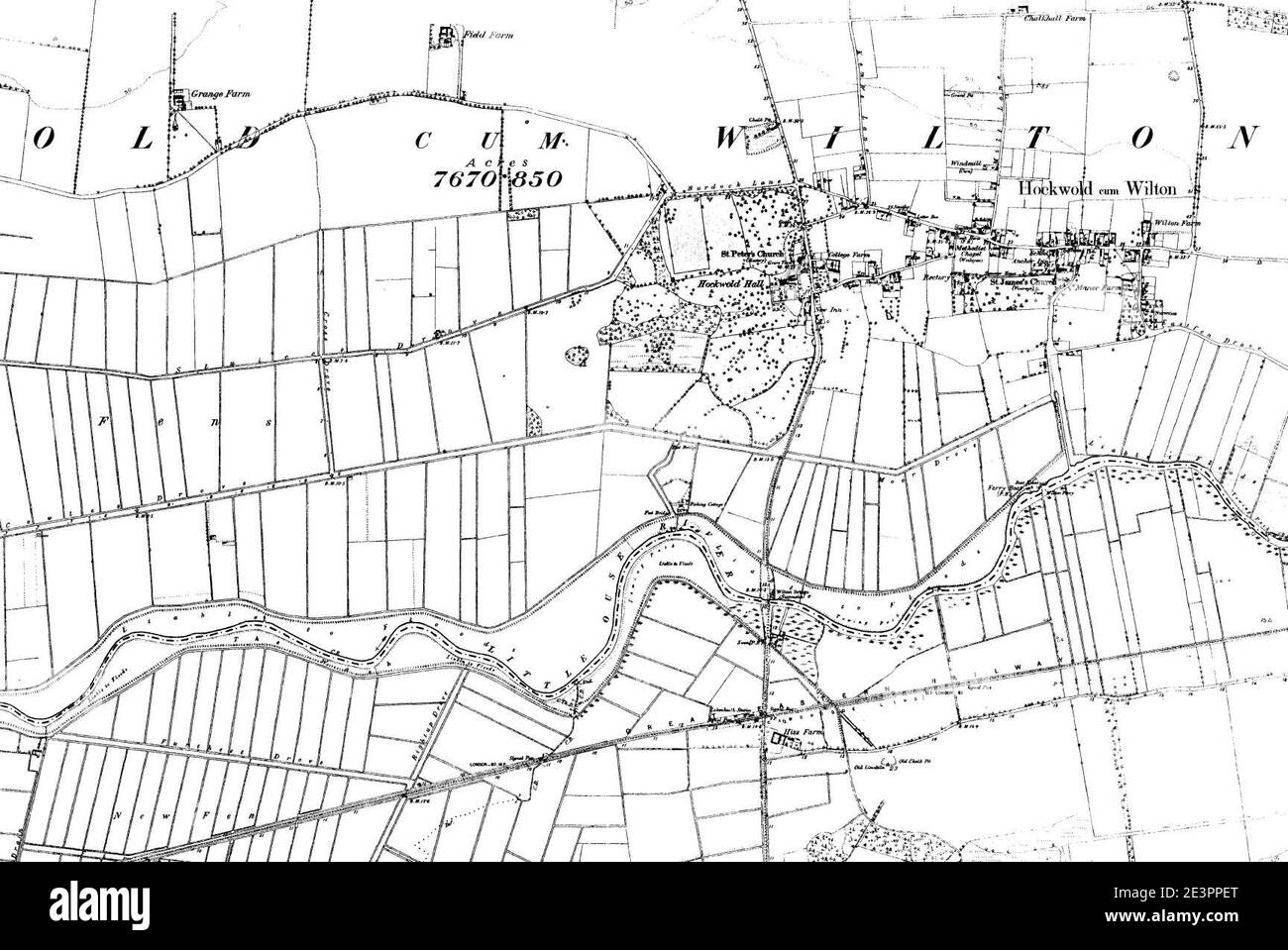 Map of Norfolk OS Map name 092-SW, Ordnance Survey, 1883-1897 Stock ...
