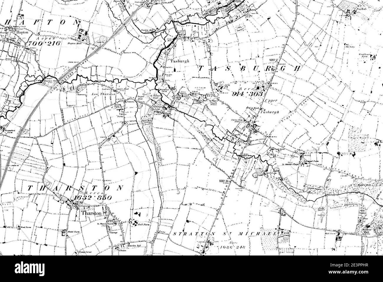 Map of Norfolk OS Map name 087-SW, Ordnance Survey, 1883-1897 Stock ...