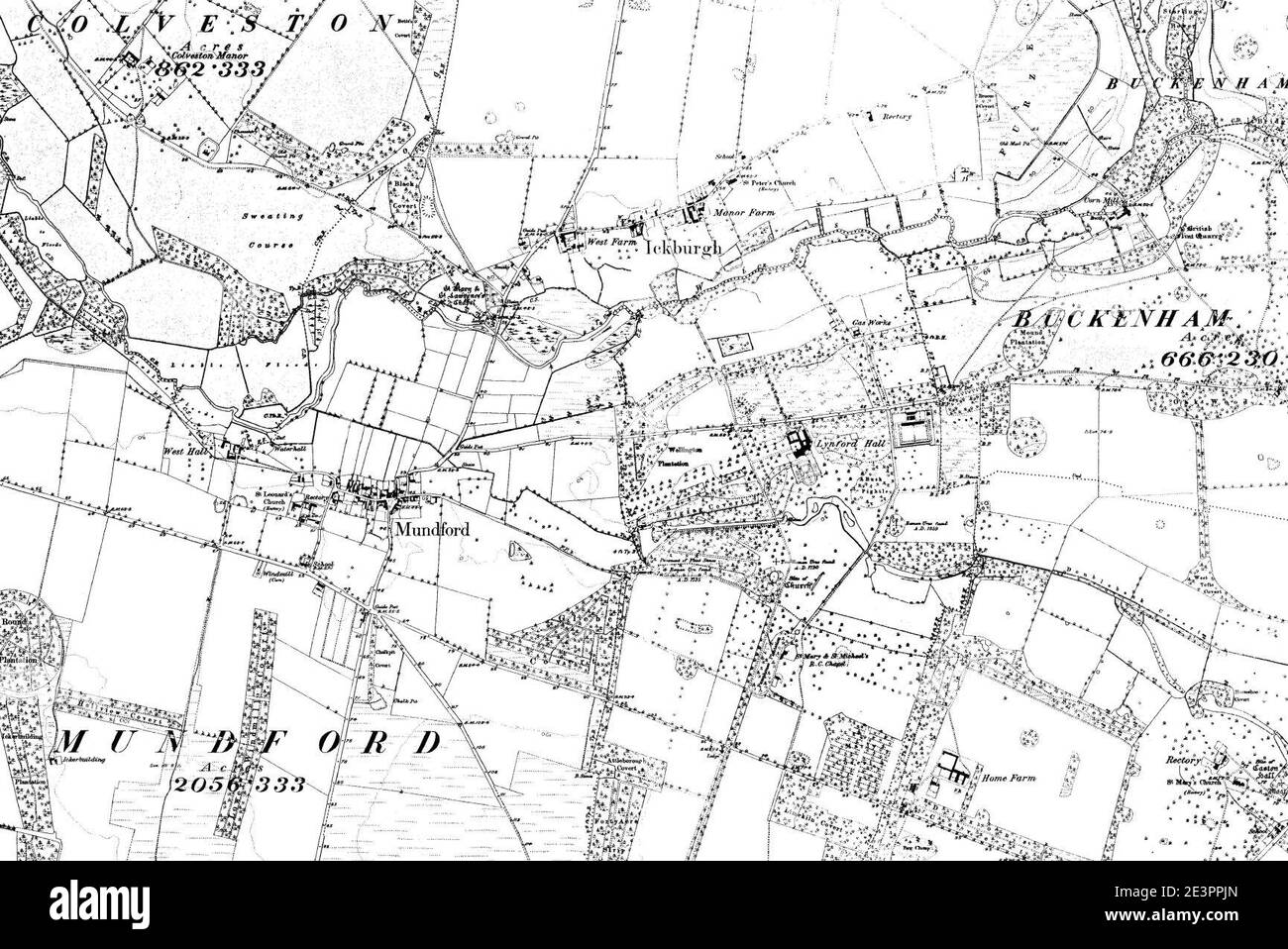 Map of Norfolk OS Map name 083-SW, Ordnance Survey, 1883-1897 Stock ...