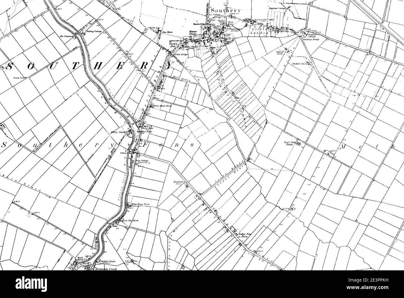 Map of Norfolk OS Map name 081-SW, Ordnance Survey, 1883-1897 Stock ...