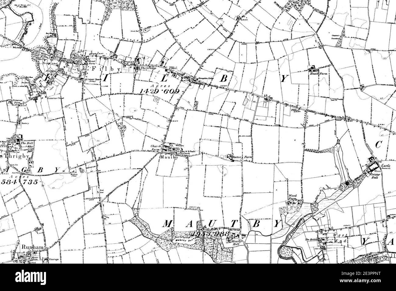 Map of Norfolk OS Map name 066-NW, Ordnance Survey, 1883-1897 Stock ...