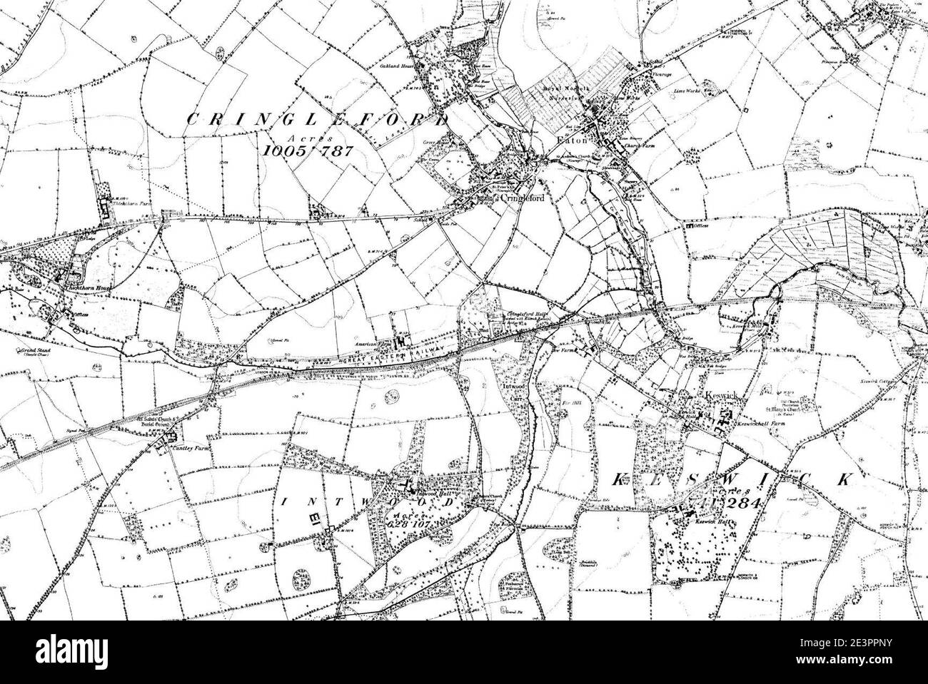 Map of Norfolk OS Map name 075-NW, Ordnance Survey, 1883-1897 Stock ...
