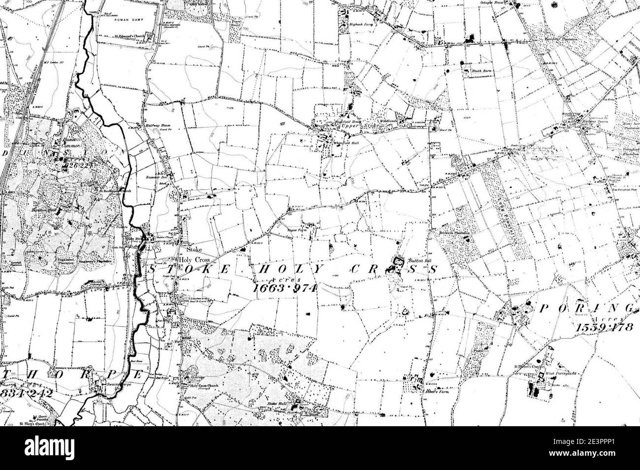 Map of Norfolk OS Map name 075-SE, Ordnance Survey, 1883-1897 Stock ...