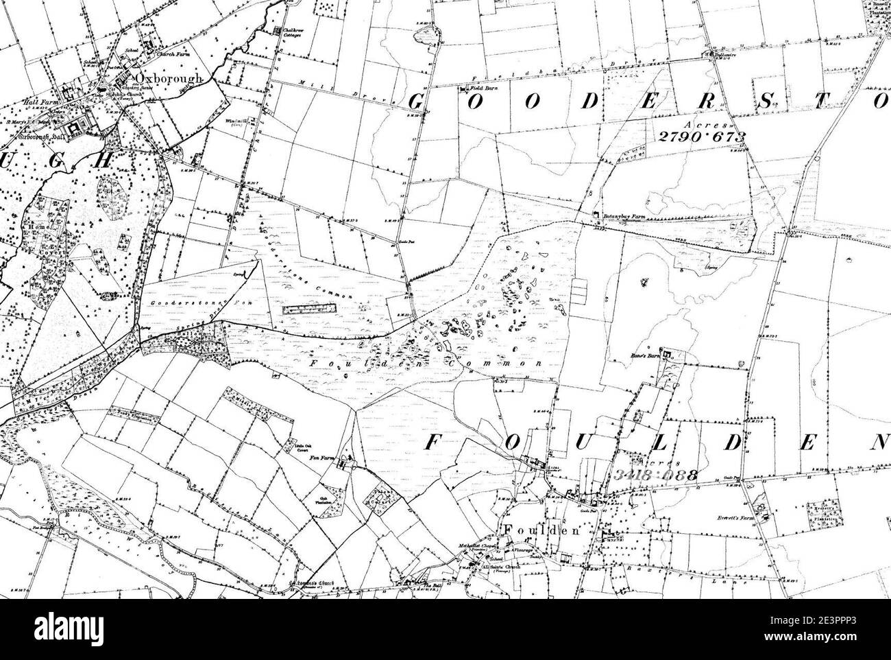 Map of Norfolk OS Map name 070-SE, Ordnance Survey, 1883-1897 Stock ...